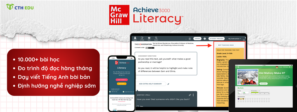 Tài khoản Achieve3000 Literacy (01 năm) | GD Con Tự Học