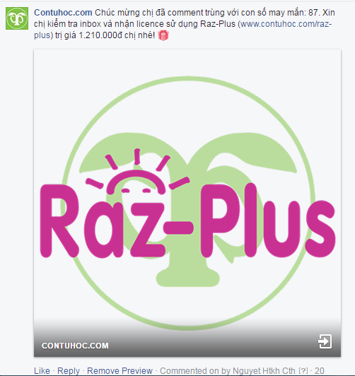 Quà tặng licence Raz-Plus đầu tiên trị giá 1.210.000đ đã đến với chủ ...